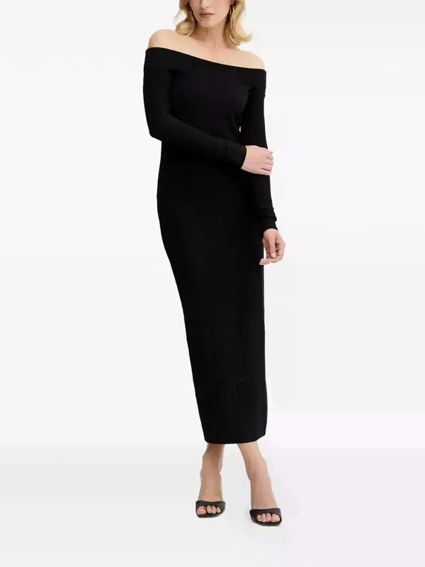 Armani Exchange Off-shoulder Long-sleeve Midi Dress