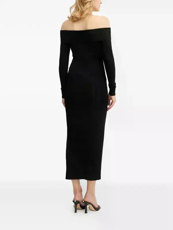 Armani Exchange Off-shoulder Long-sleeve Midi Dress