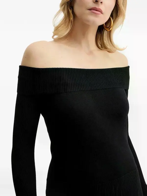 Armani Exchange Off-shoulder Long-sleeve Midi Dress