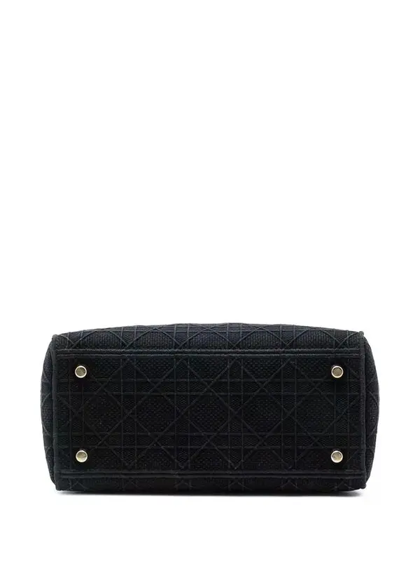 Dior 2019 Medium Canvas Cannage Lady D-lite Satchel - Black