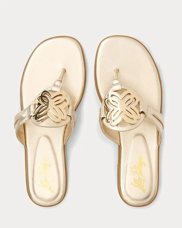LILLY PULITZER Logo Medallion Sandal - Gold Metallic