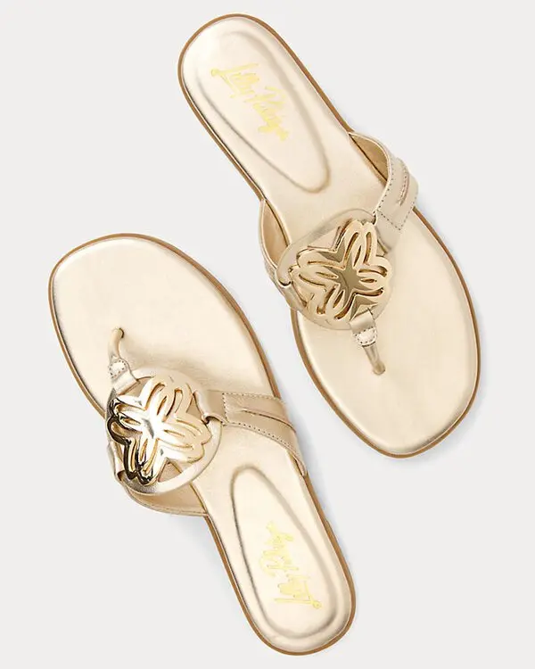 LILLY PULITZER Logo Medallion Sandal - Gold Metallic