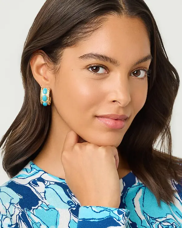 LILLY PULITZER Sunshine Grove Hoop Earrings - Turquoise Tide