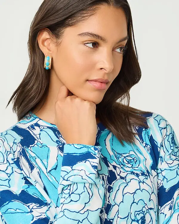 LILLY PULITZER Sunshine Grove Hoop Earrings - Turquoise Tide