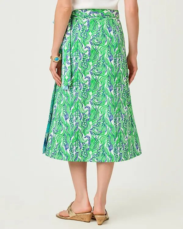 LILLY PULITZER Constance Reversible Midi Wrap Skirt - Putting Green Lilly Of The Valley