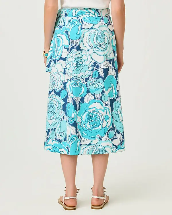 LILLY PULITZER Constance Reversible Midi Wrap Skirt - Putting Green Lilly Of The Valley