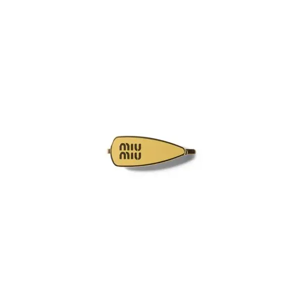 Miu Miu Enameled Metal Hair Clip - Vanilla