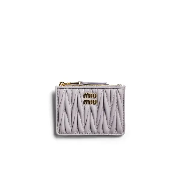 Miu Miu Matelassé Nappa Leather Card Holder - Wisteria