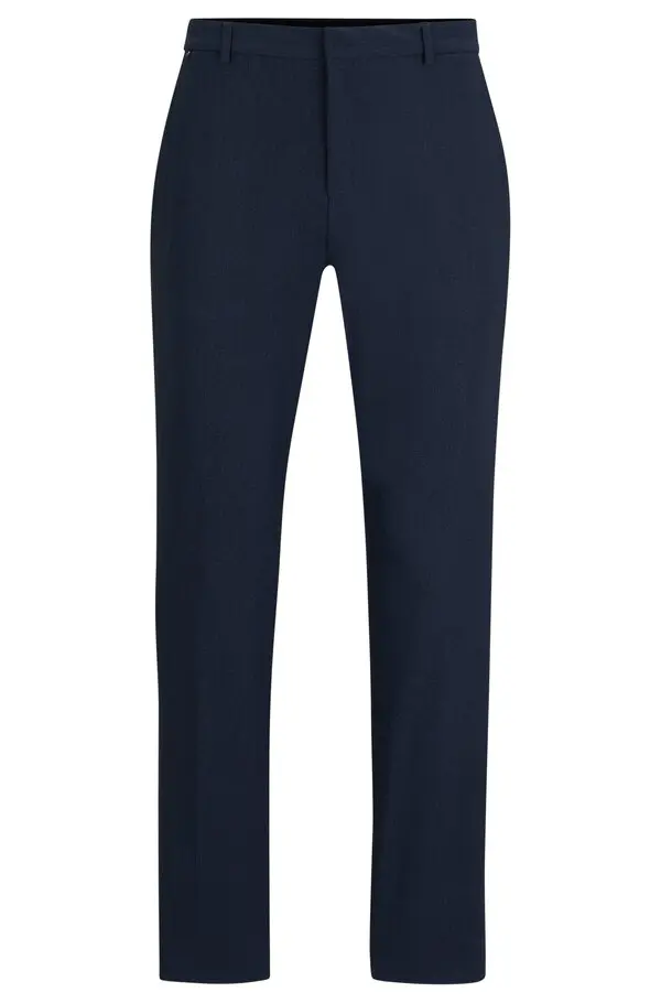 BOSS Slim-fit Trousers In Micro-patterned Performance-stretch Jersey - Dark Blue