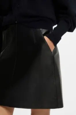 BOSS Nappa-leather Mini Skirt With Seam