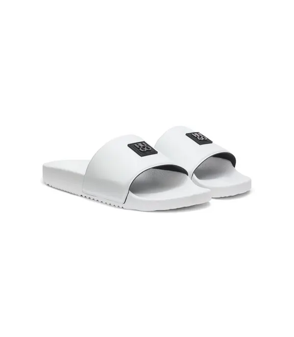 Hugo Slides With Stacked Logo Uppers - White