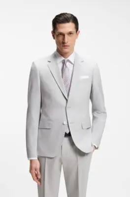 BOSS Two-piece Slim-fit Suit In Micro-patterned Cloth - Light Grey