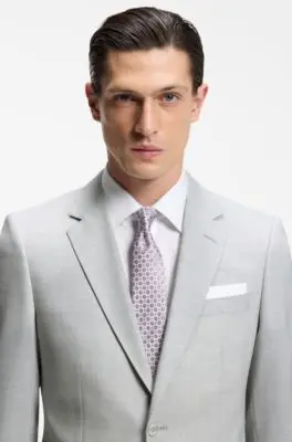 BOSS Two-piece Slim-fit Suit In Micro-patterned Cloth - Light Grey