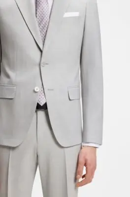 BOSS Two-piece Slim-fit Suit In Micro-patterned Cloth - Light Grey