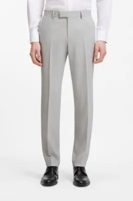 BOSS Two-piece Slim-fit Suit In Micro-patterned Cloth - Light Grey