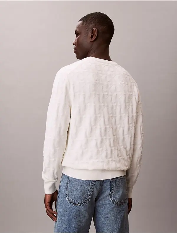 Calvin Klein Allover Monogram Relaxed Sweater - Tofu