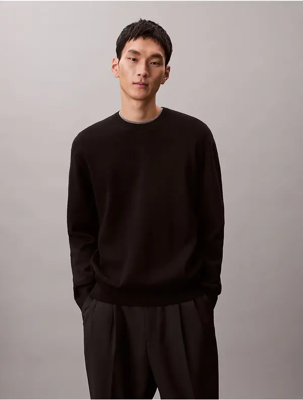 Calvin Klein Relaxed Fit Tech Knit Sweater - Black