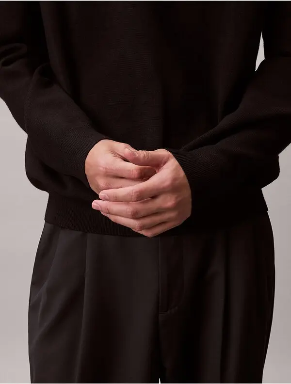Calvin Klein Relaxed Fit Tech Knit Sweater - Black