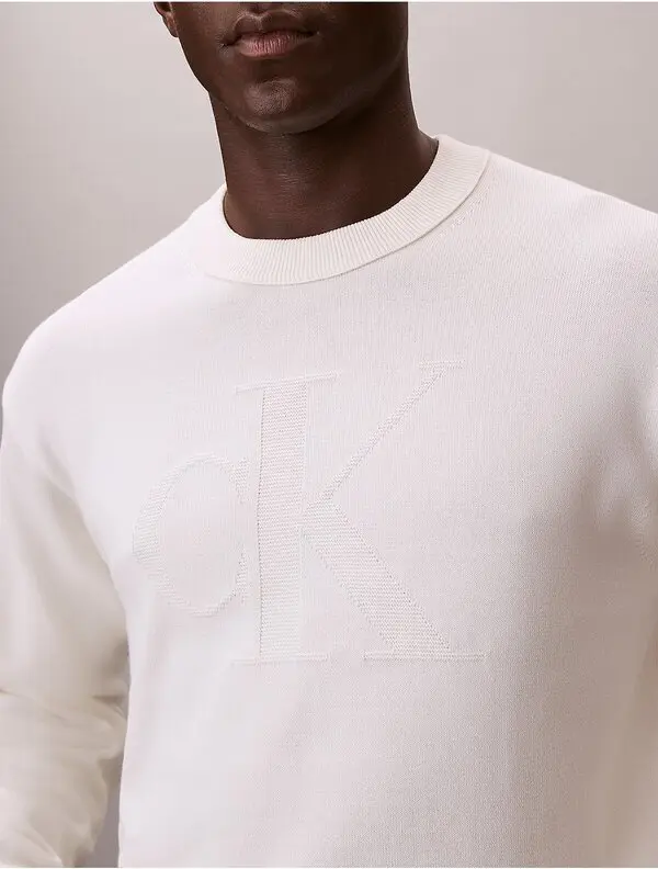 Calvin Klein Cotton Monogram Relaxed Sweater - Tofu