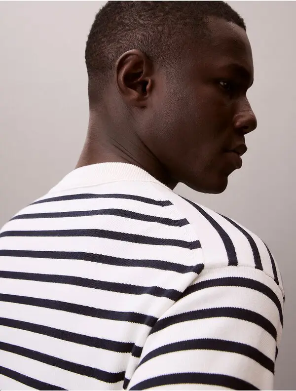 Calvin Klein Striped Cotton Sweater - Tofu