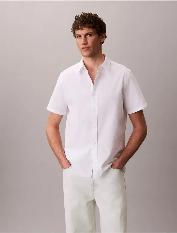 Calvin Klein Seersucker Classic Button-down Shirt - Brilliant White