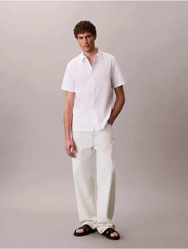 Calvin Klein Seersucker Classic Button-down Shirt - Brilliant White