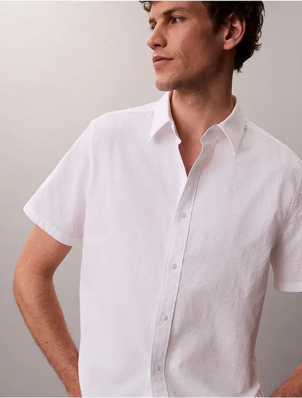 Calvin Klein Seersucker Classic Button-down Shirt - Brilliant White