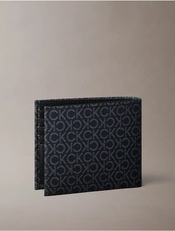 Calvin Klein Allover Monogram Logo Bifold Wallet With Coin Pouch