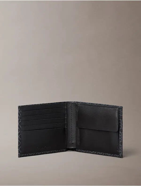 Calvin Klein Allover Monogram Logo Bifold Wallet With Coin Pouch