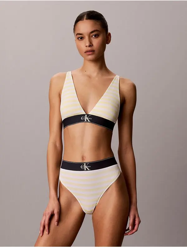 Calvin Klein Graphic Monogram Microfiber Stretch Lightly Lined Triangle Bralette - Cent Stripe Anise Flower