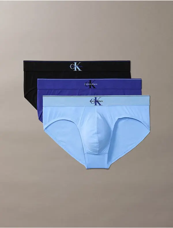 Calvin Klein Graphic Monogram Cotton Stretch Brief - Black / Blue River Fog /blue Descent