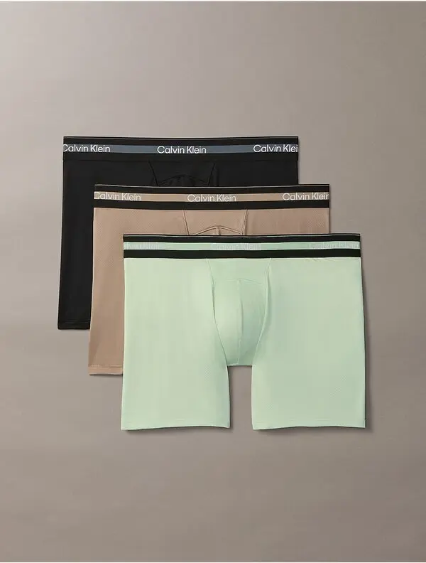 Calvin Klein Icon Active Mesh 3-pack Boxer Brief - Black/fungi/seafoam Wave