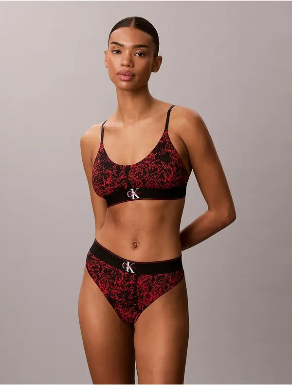Calvin Klein Graphic Monogram Microfiber Stretch Thong - Python+black