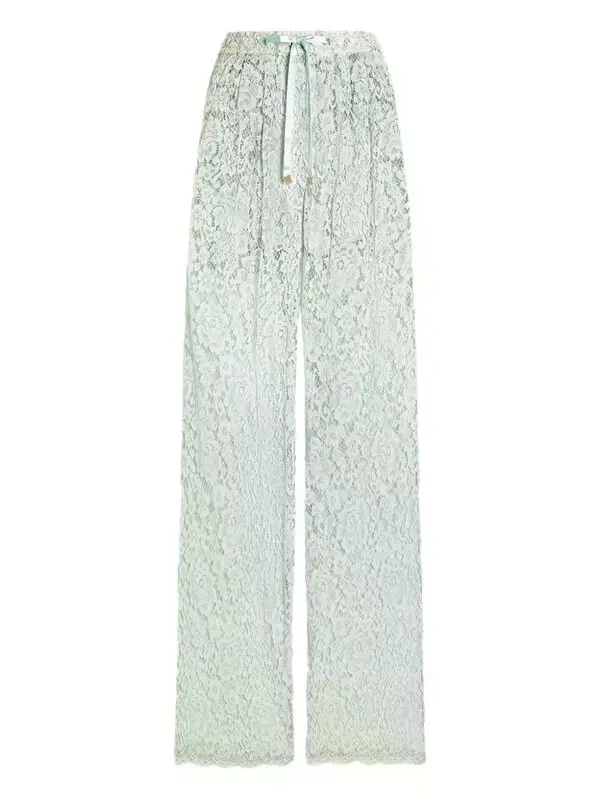 Dolce & Gabbana Floral Lace Palazzo Pants - Green