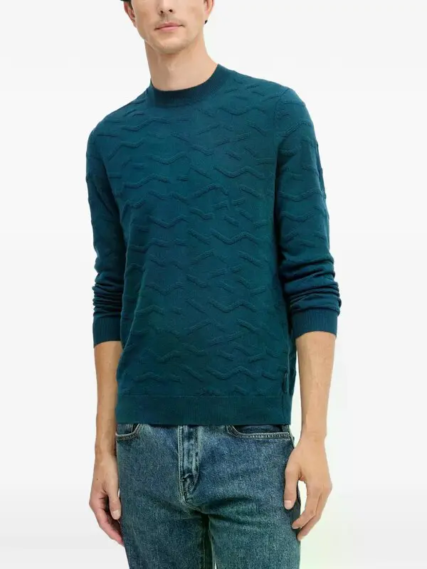 Armani Exchange Long-sleeve Textured Crew Neck Sweater