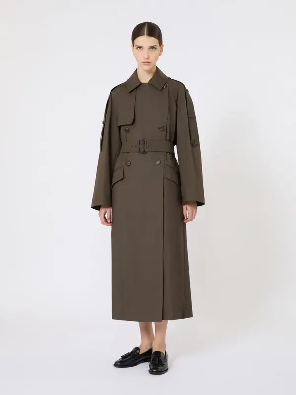Max Mara Wide Water-repellent Twill Trench Coat - Green