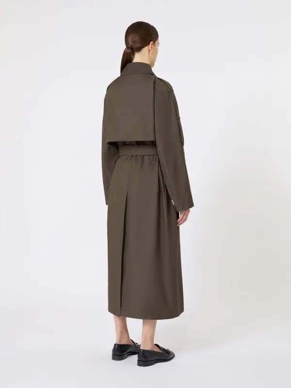 Max Mara Wide Water-repellent Twill Trench Coat - Green