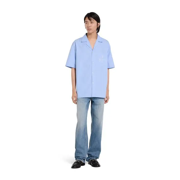 Gucci Thin Striped Cotton Poplin Bowling Shirt