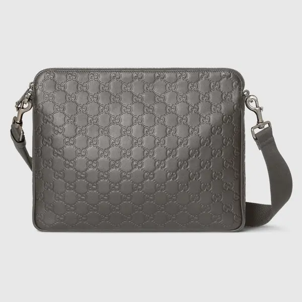 Gucci Gg Emblem Crossbody Bag - Grey