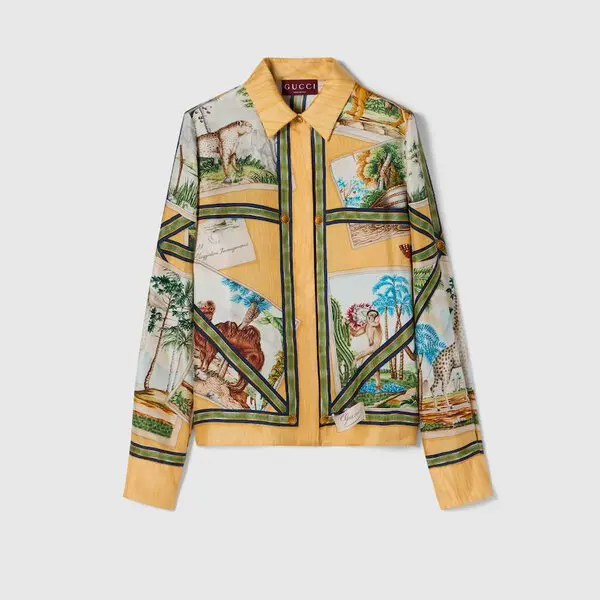 Gucci Printed Silk Twill Shirt