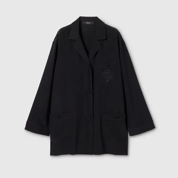 Gucci Silk Crêpe De Chine Shirt With Embroidery - Black
