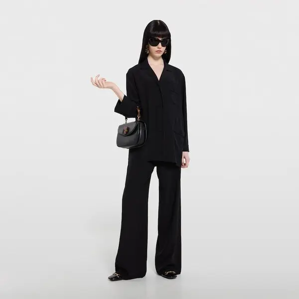 Gucci Silk Crêpe De Chine Shirt With Embroidery - Black