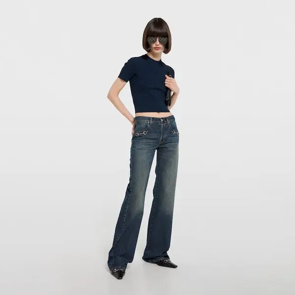 Gucci Gg Fine Fabric Jacquard Top - Blue