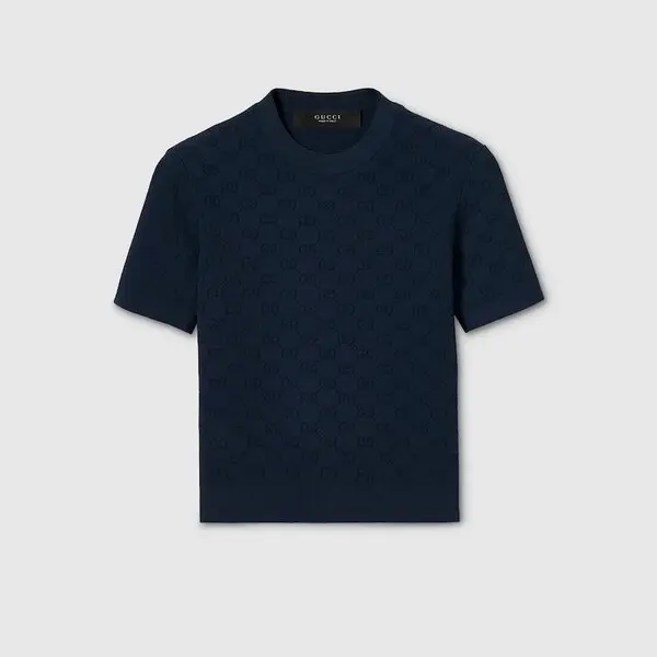 Gucci Gg Fine Fabric Jacquard Top - Blue