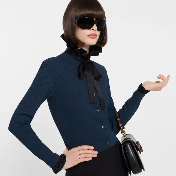 Gucci Gg Jacquard Fine Fabric Cardigan