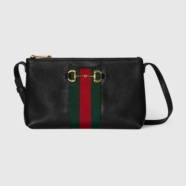Gucci Horsebit Web Small Shoulder Bag In Leather