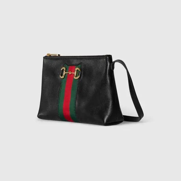 Gucci Horsebit Web Small Shoulder Bag In Leather