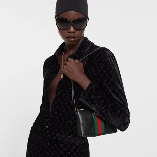 Gucci Horsebit Web Small Shoulder Bag In Leather