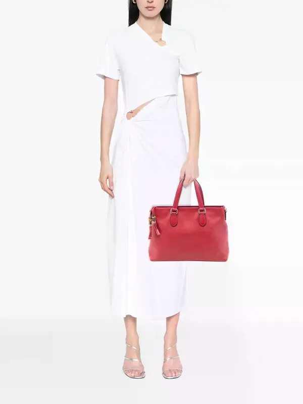 Gucci Leather Bamboo Tassel Satchel - Red
