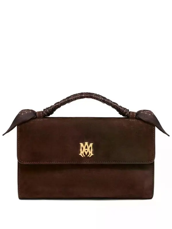 Amiri Long Ma Pochette Suede Bag With Ma Icon Hardware - Brown